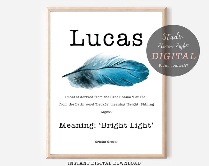 Lucas Baby Name Meaning Baby Names Nursery Sign Boy Names Printables ...