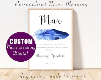 Name Meaning Art Print - Etsy