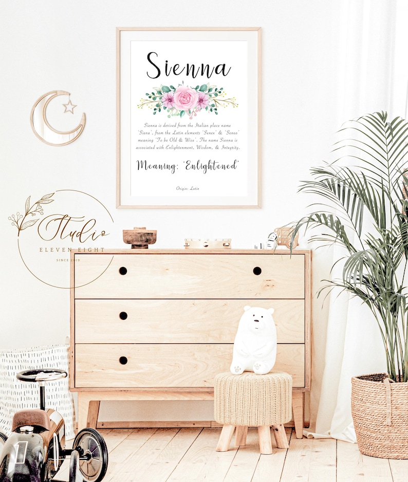 SIENNA Name Meaning Printable : Personalised Girls Nursery Print ...