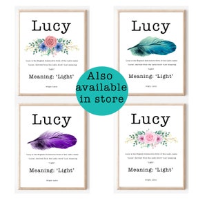 Lucy Name Meaning Printable With Pink Floral Artwork, Lucy Digital ...
