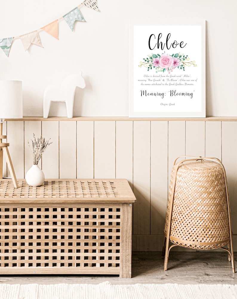 Chloe Name Meaning Printable With Pink Floral Artwork Chloe - Etsy