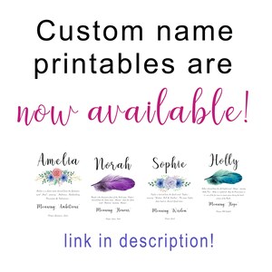 Zoe Name Meaning Pink Floral Digital Print, Zoe Instant Download ...
