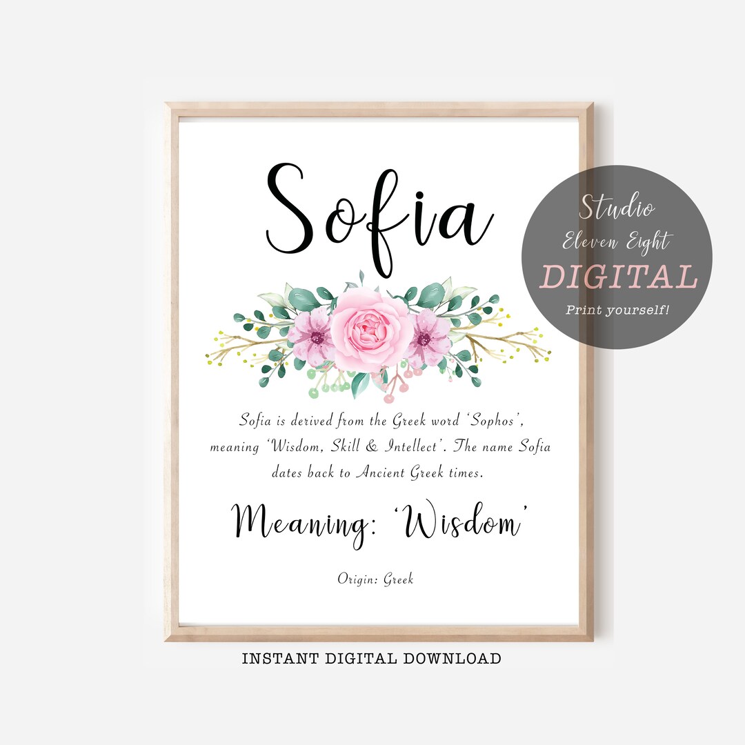 Sofie Name Bedeutung rosa Blumen Digitaldruck, Sofie sofort Download ...