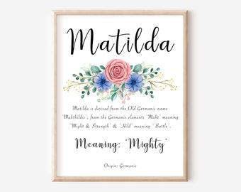 Matilda Name Print - Etsy Australia