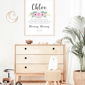 Chloe Name Meaning Printable With Pink Floral Artwork, Chloe Digital ...