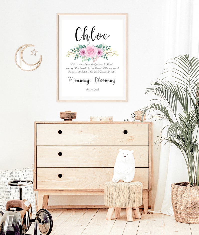 Chloe Name Meaning Printable With Pink Floral Artwork Chloe - Etsy