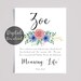 Zoe Name Meaning Printable With Pink and Blue Flowers and Calligraphy ...