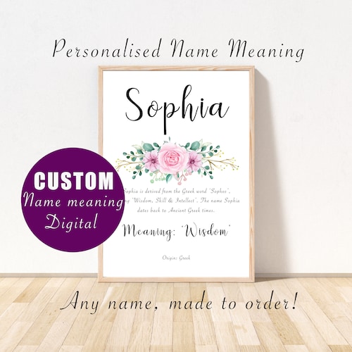 Personalized Name Meaning Printable Nursery Decor Newborn - Etsy