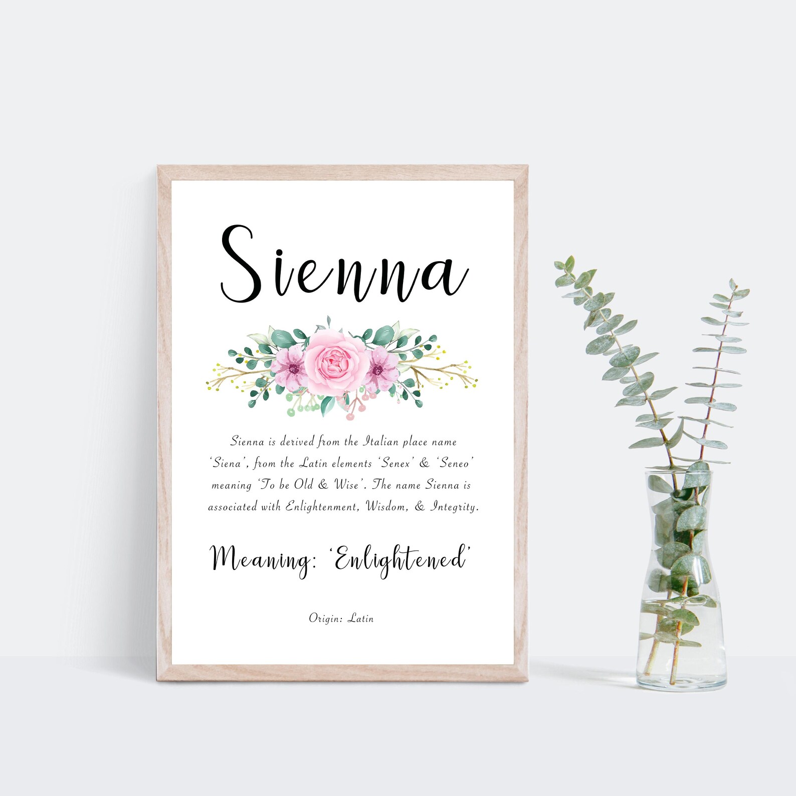 SIENNA Name Meaning Printable : Personalised Girls Nursery Print ...