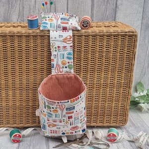 Thread Catcher Scrap Caddy & Pin Cushion Silver Charms Sewing Theme ...