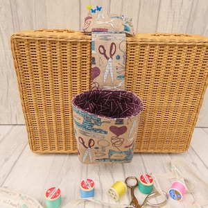 Thread Catcher Scrap Caddy & Pin Cushion Silver Charms Sewing Theme ...