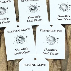Retro Disco Tags, Retro Birthday Favors, Stayin' Alive, Bride's Last ...