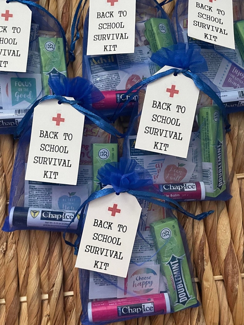 Back to School Survival Kit Bags and Tags School Organza Bag - Etsy