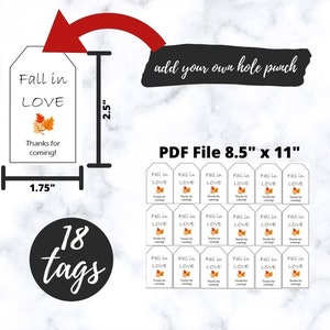 DOWNLOADABLE Fall in Love Tags, Fall in Love Favor Tags, Fall in Love ...