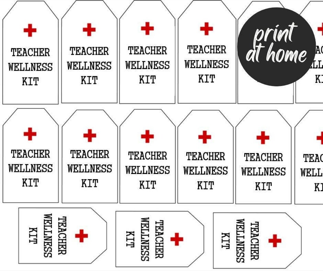 DOWNLOADABLE Teacher Wellness Tags, Teacher Wellness Kit Tag, Back to ...