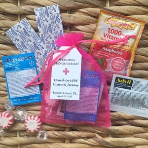 PERSONALIZED Hangover Kits, Assembled Wedding Hangover Kit, Wedding ...