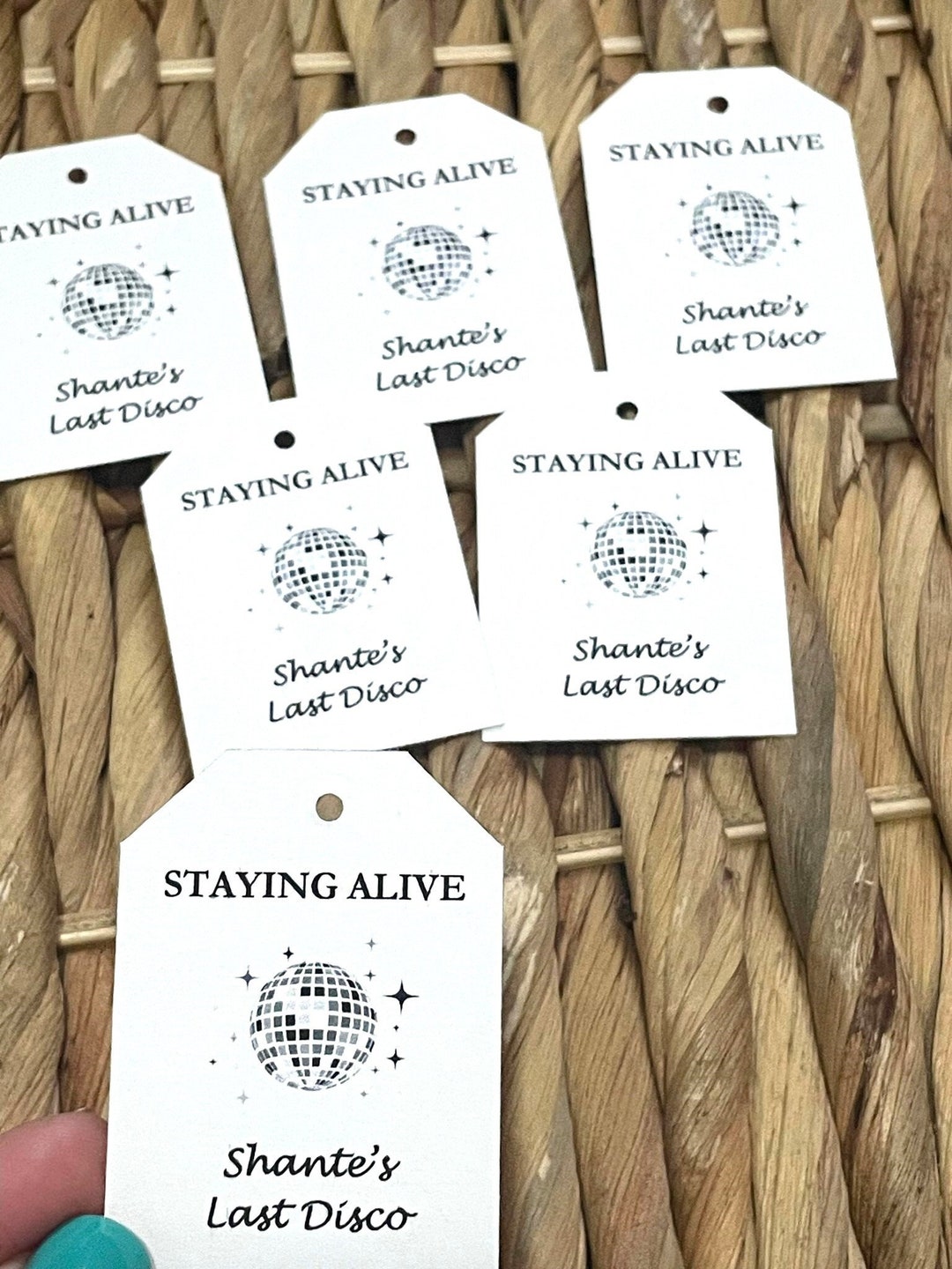Retro Disco Tags, Retro Birthday Favors, Stayin' Alive, Bride's Last ...