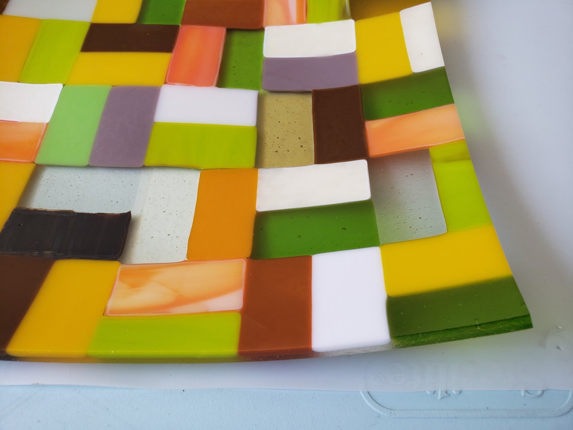 Large Multicolor Handmade Glass Serving Plate - Etsy UK