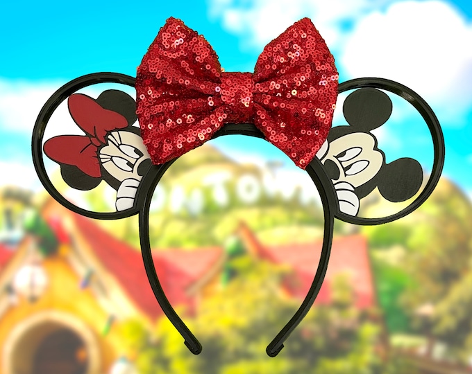 Interchangeable Peeking Mickey Minnie Mouse Ears Headband ...