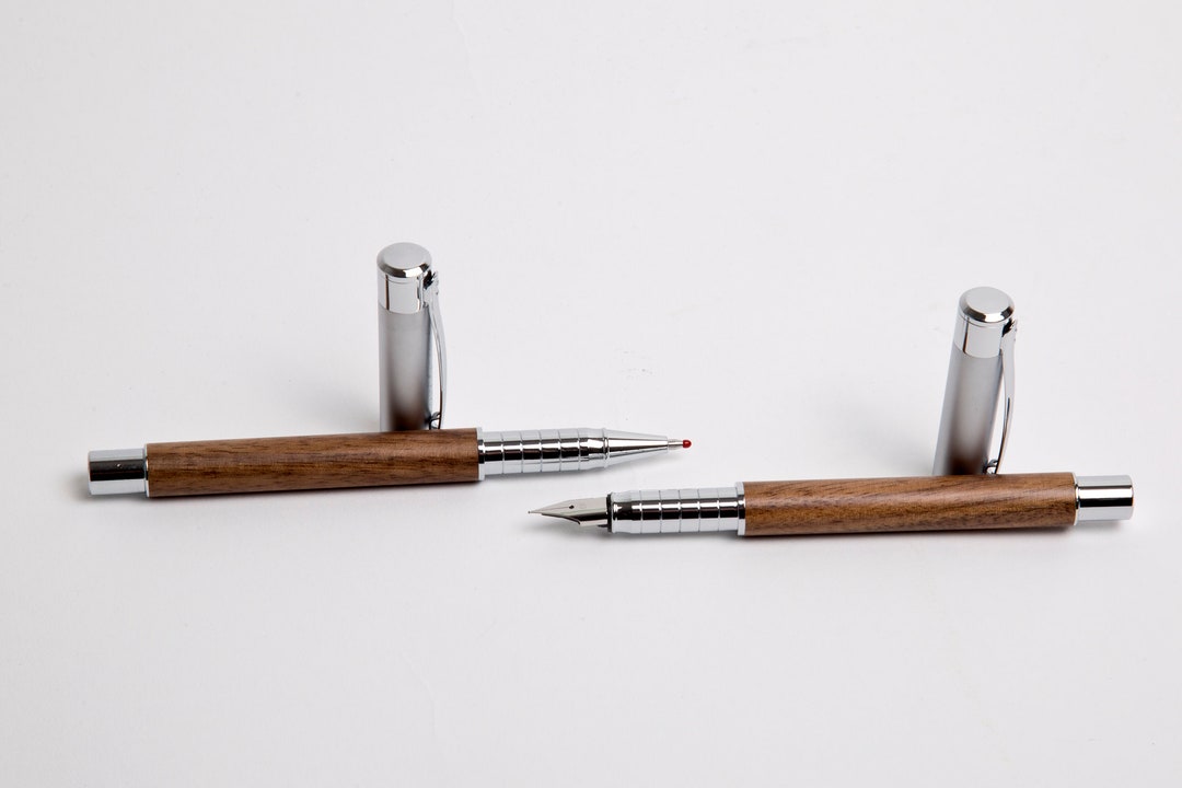 Wood Ball Pen | Wood Fountain Pen | Walnut Wood | Metal Cap | Office ...