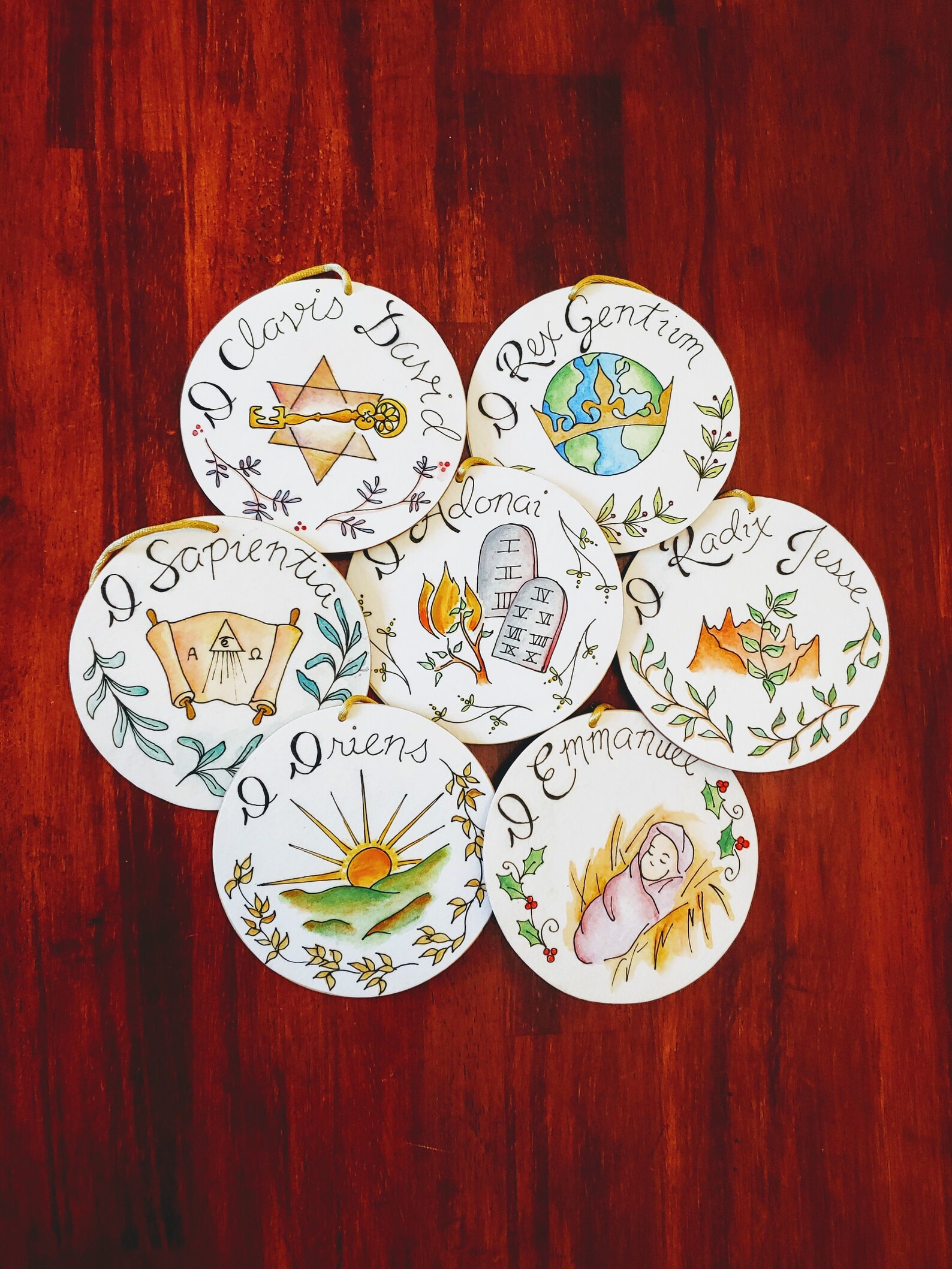 Advent Ornaments O Antiphons Hand Painted | Etsy