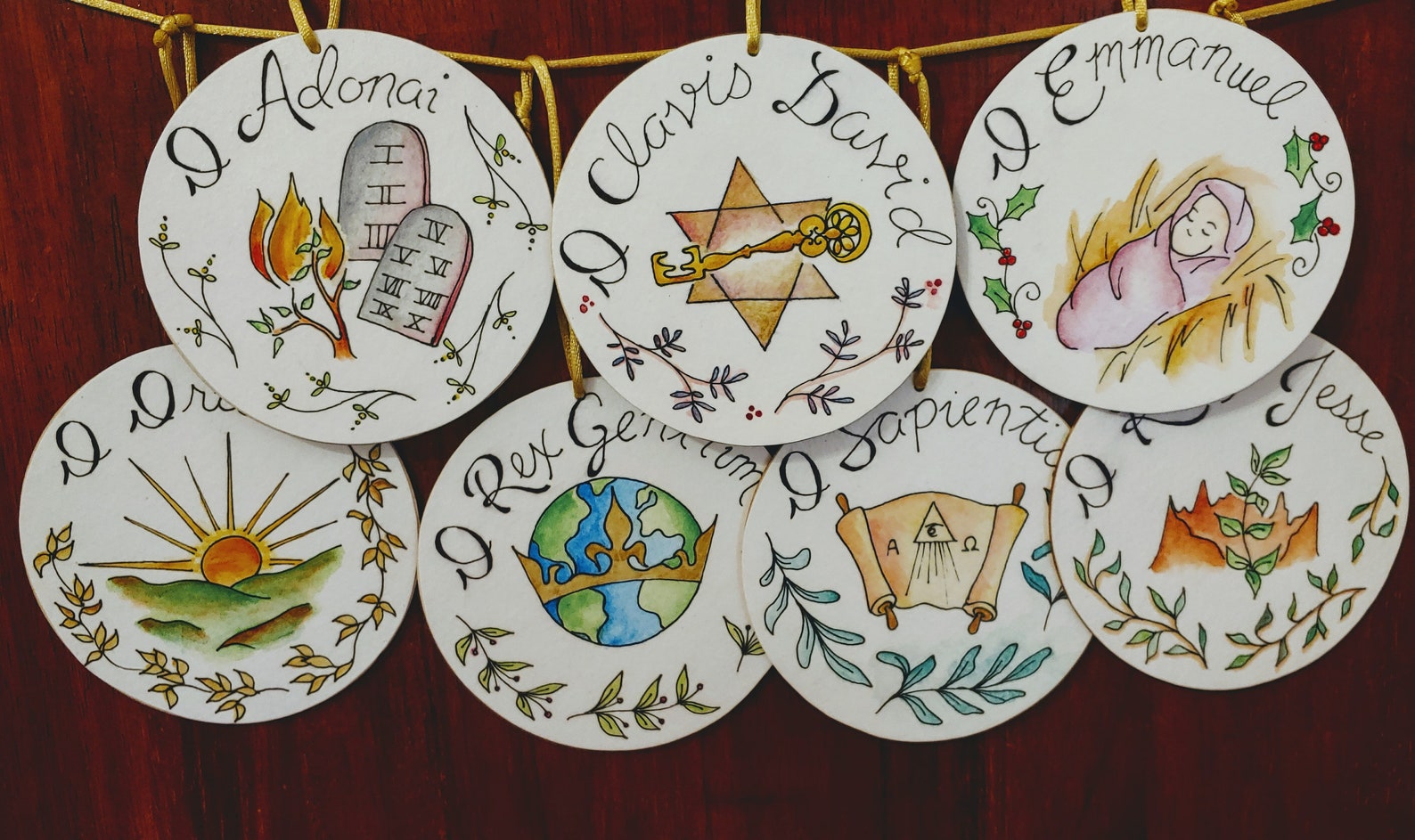 Advent Ornaments O Antiphons Hand Painted - Etsy