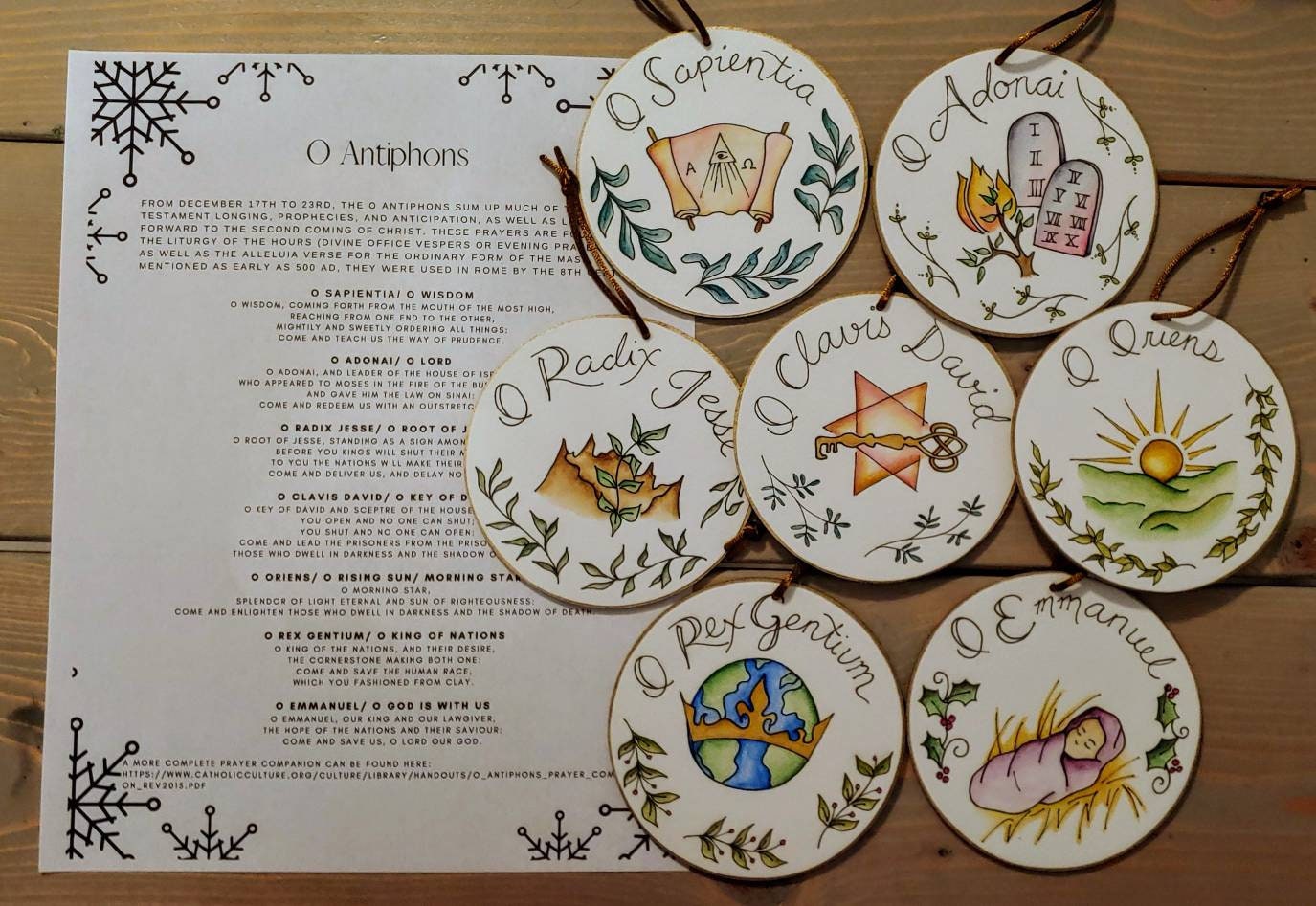 Advent Ornaments O Antiphons Hand Painted | Etsy