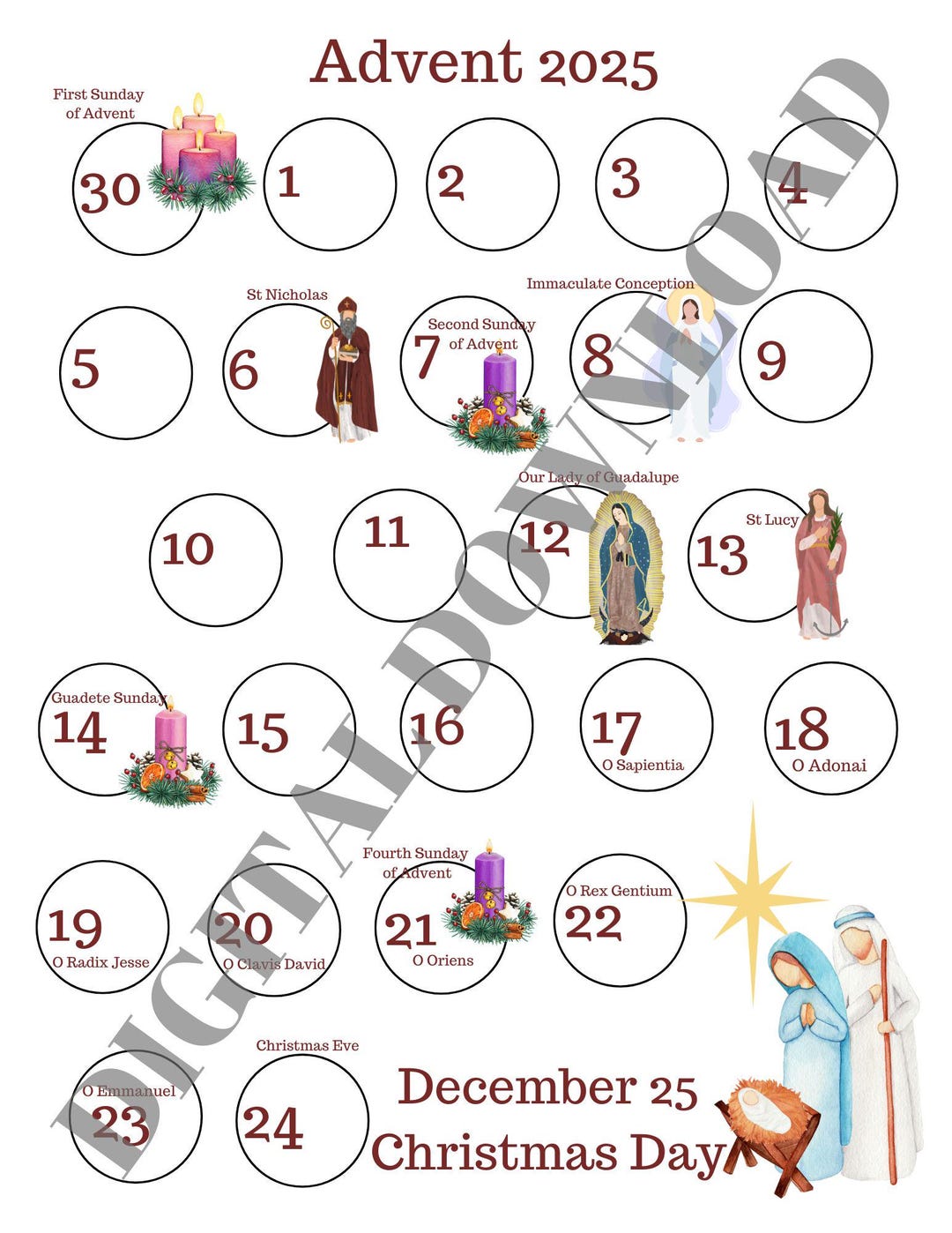 Advent Catholic Christmas Calendar Countdown Feast Holy Days 2025 - Etsy