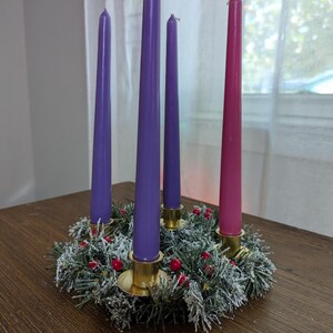 Advent Wreath With Candles Catholic Christmas Snowy Berry - Etsy