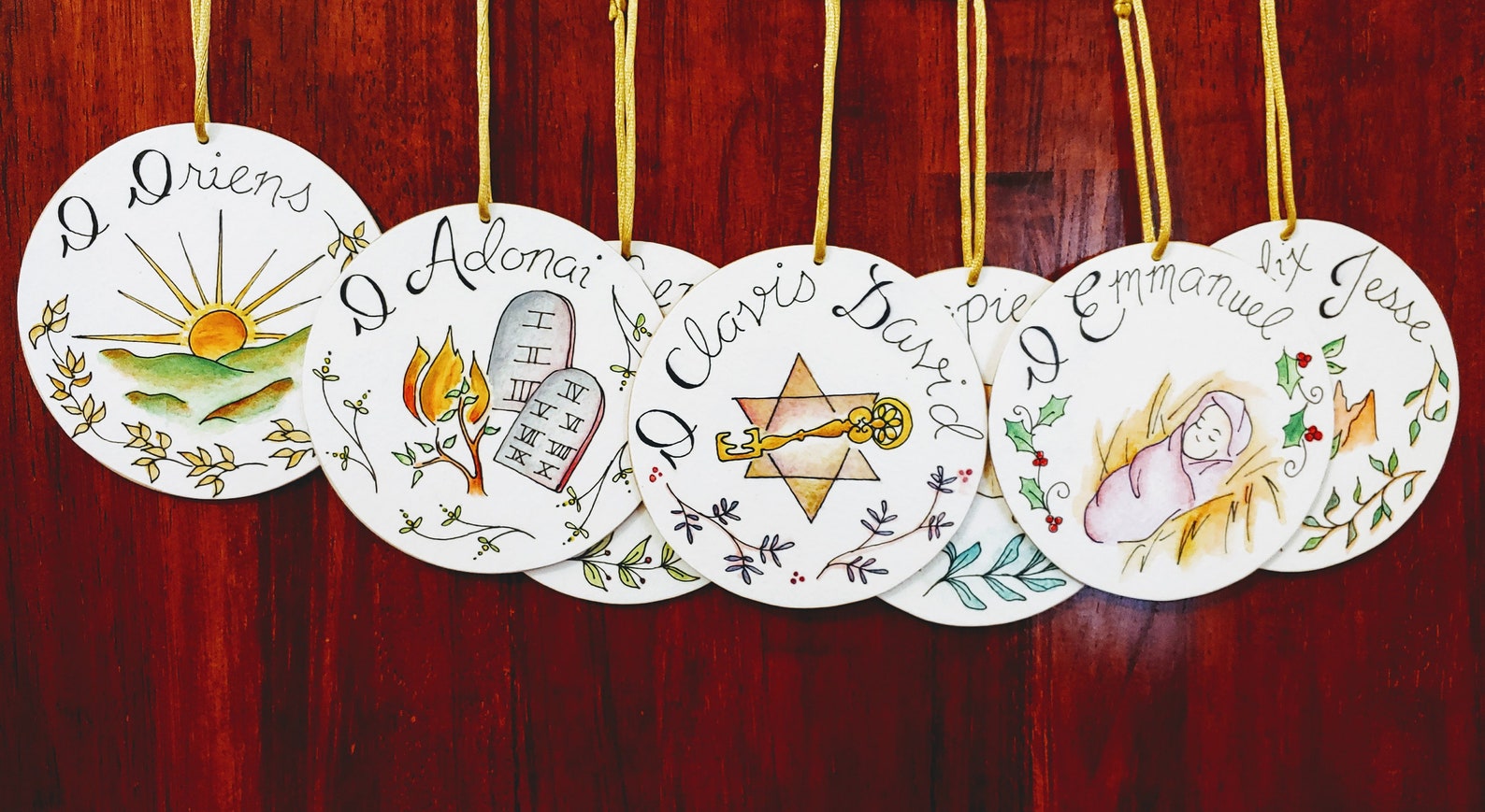 Advent Ornaments O Antiphons Hand Painted - Etsy