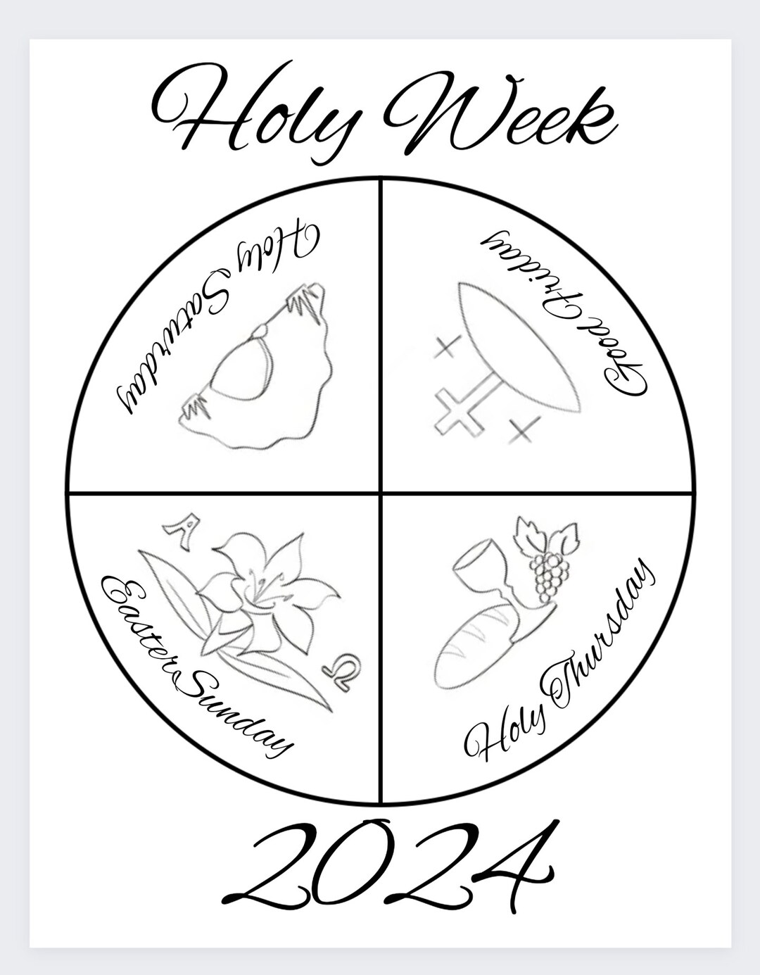 Lenten Coloring Page Holy Thursday Good Friday Easter Sunday Triduum - Etsy