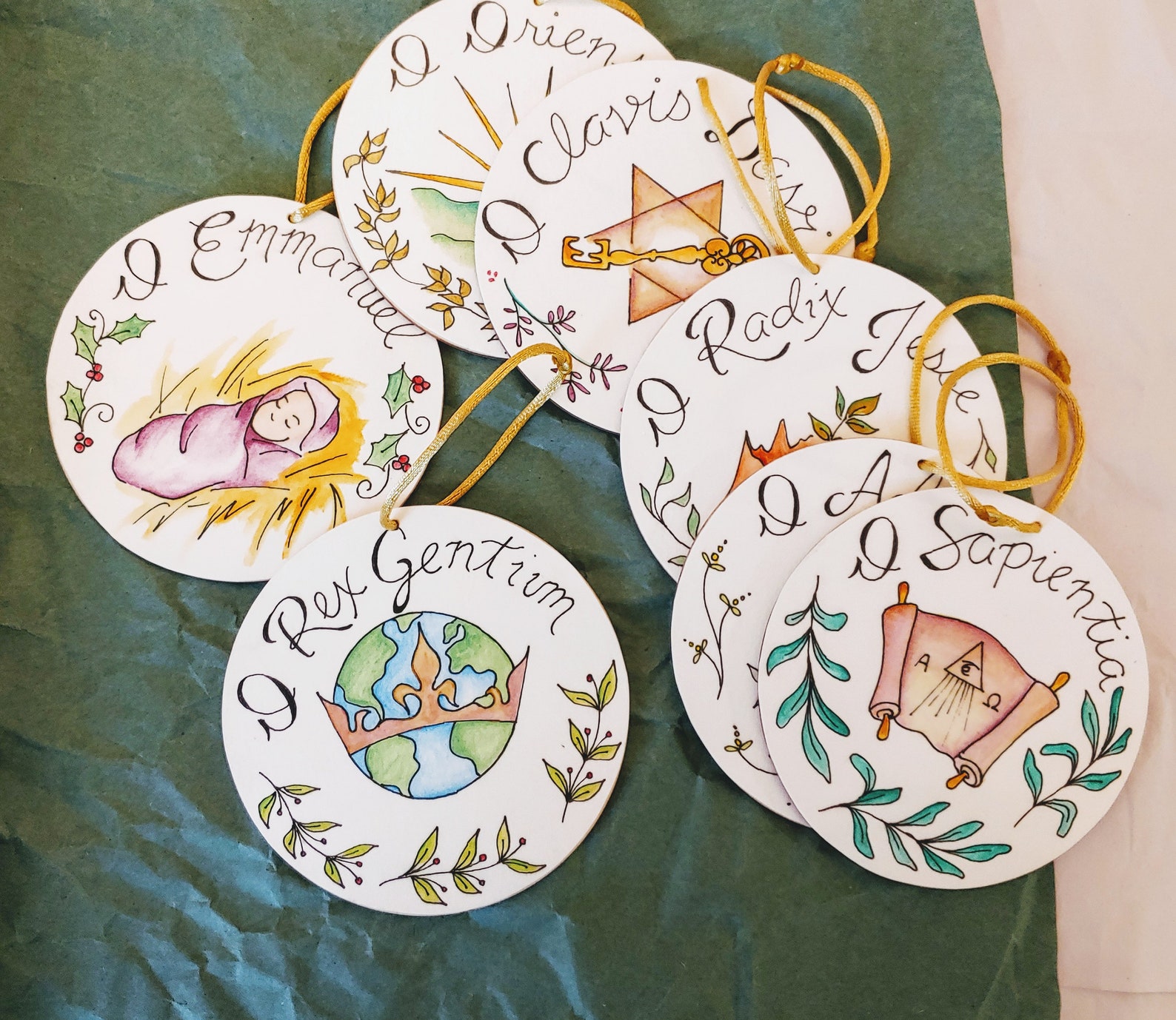 Advent Ornaments O Antiphons Hand Painted - Etsy