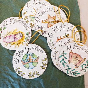 Advent Ornaments O Antiphons Hand Painted - Etsy
