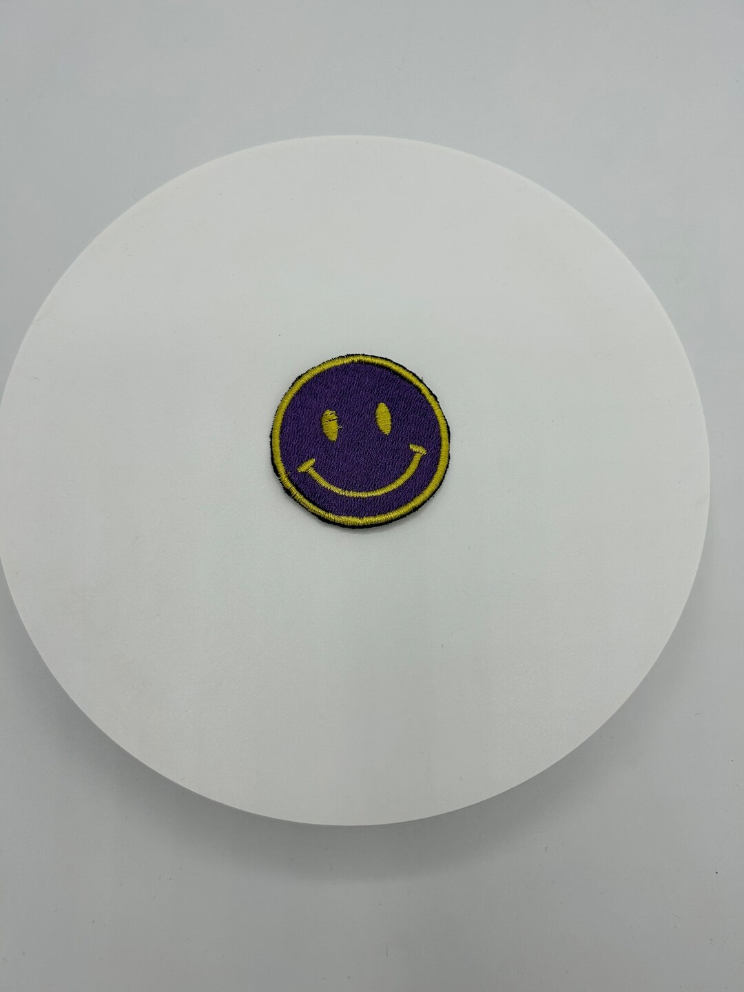 Smiley Face Iron on Patch, Embroidered Patches for Jackets and Hats, Purple and Yellow Patch ...