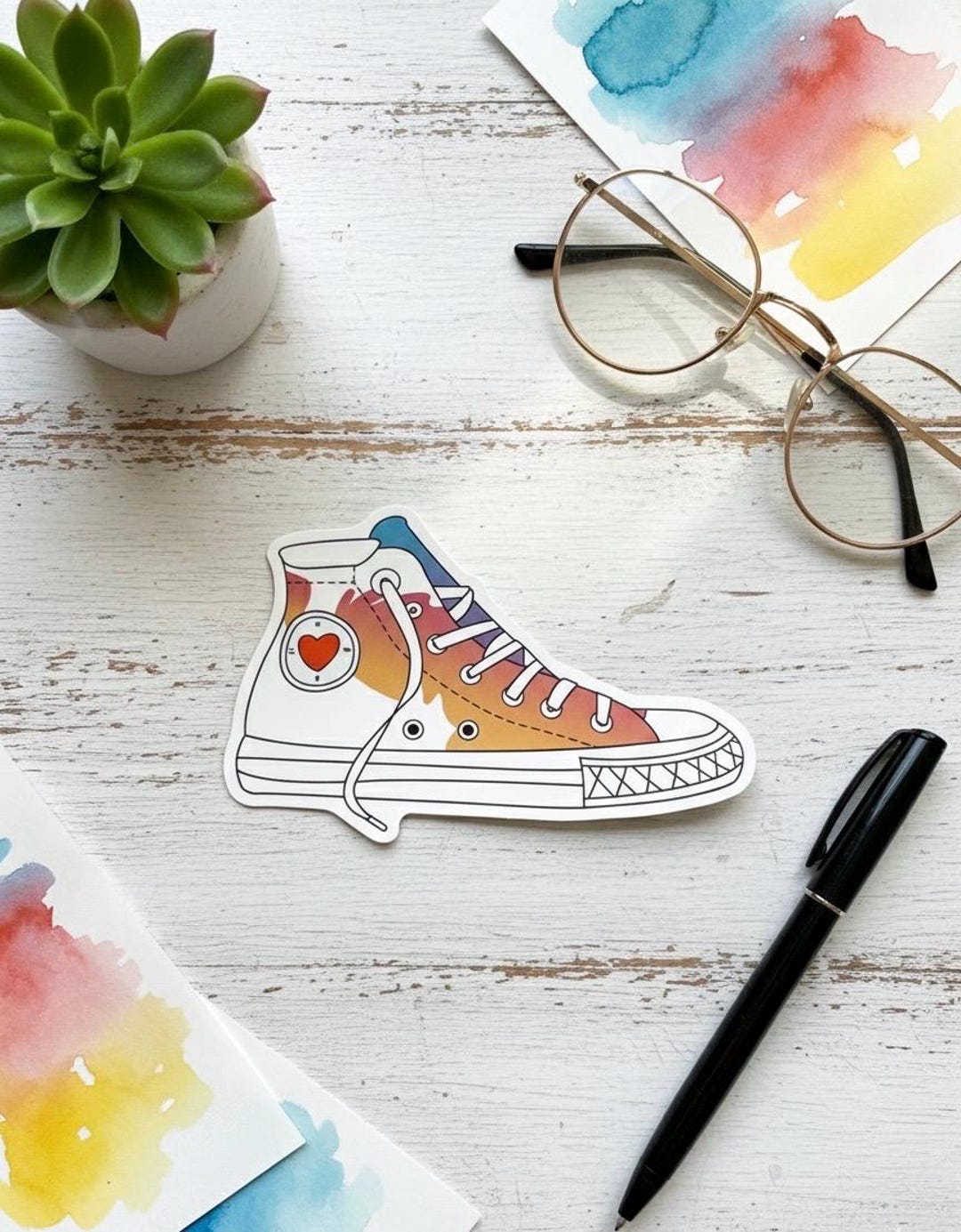 Tie Dye Sneaker Sticker | Colorful High Top Shoe Decal | Waterproof ...