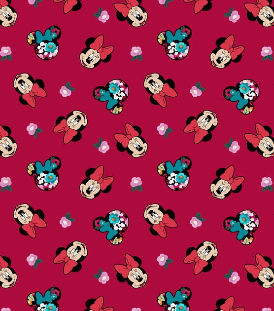 Minnie Mouse Floral Fabric // Cotton Fabric // Mickey Mouse // Minnie ...