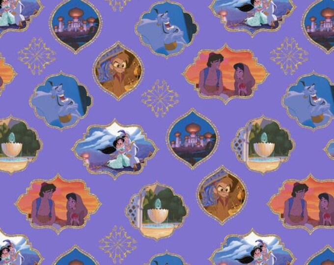 Aladdin Fabric // Cotton Fabric // Genie // Jasmine Princess // Disney ...