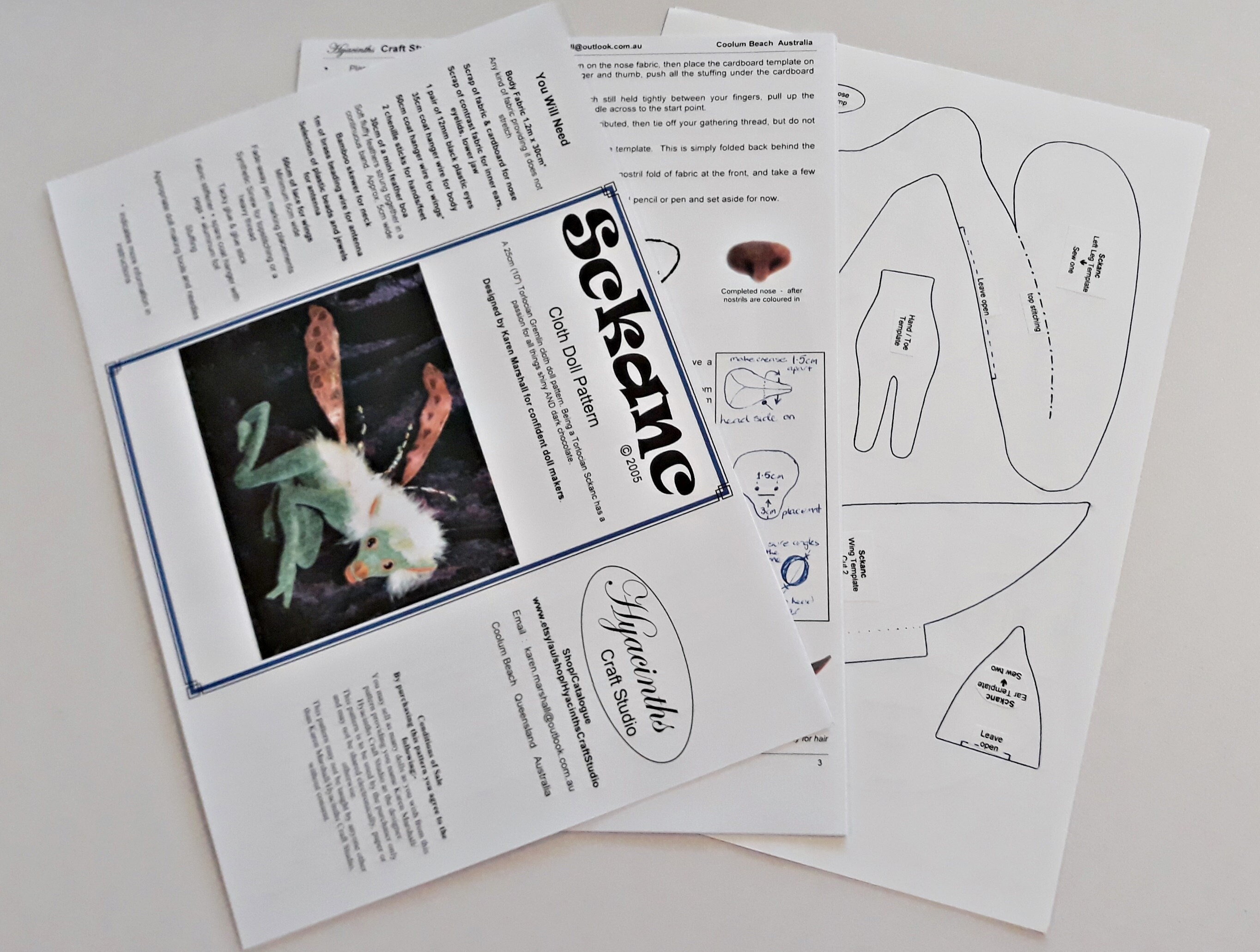 PDF Downloadable Pattern - Cloth Doll Gremlin - Sckanc - Platypus ...