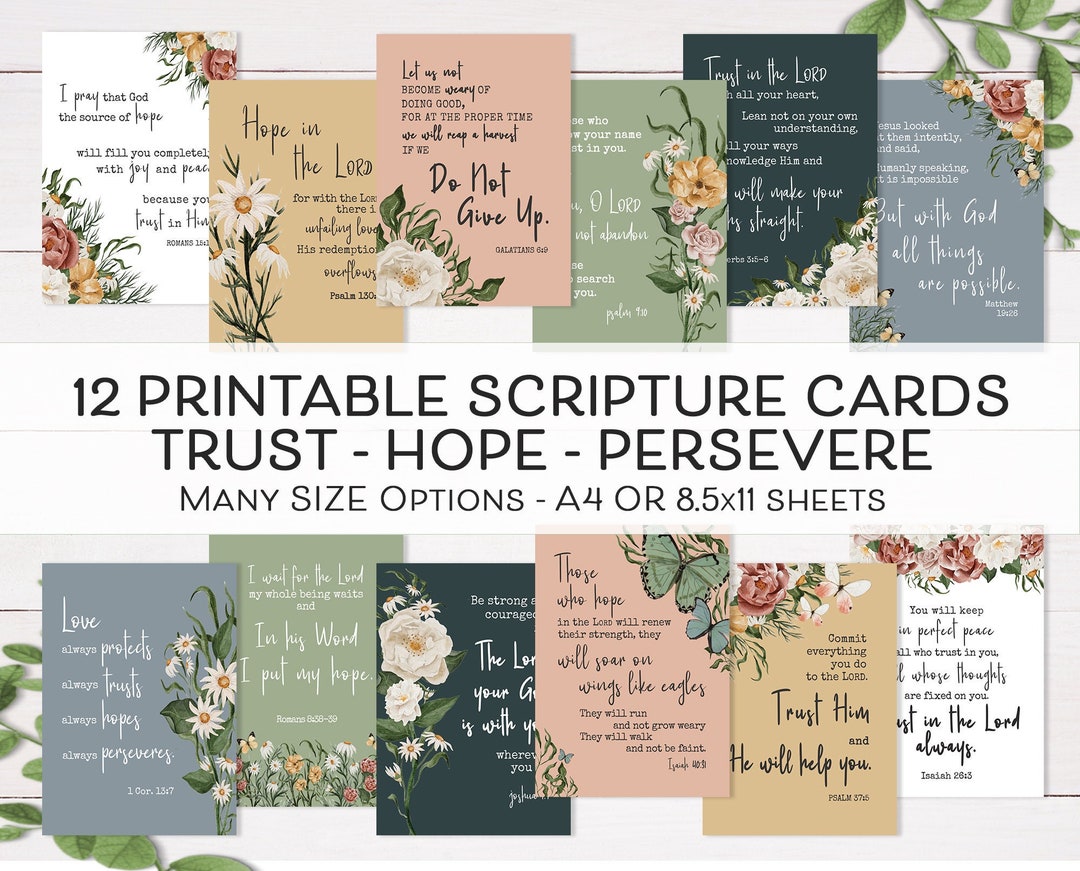 Wildflower Scripture Cards: Trust, Hope, Persevere (PDF) - Etsy