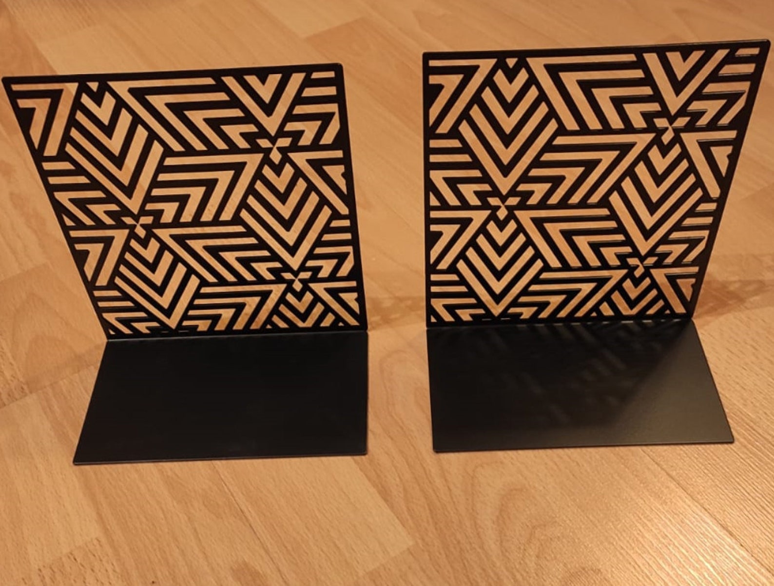 Unique Geometric Book Ends. Heavy Duty Black Metal Bookends - Etsy