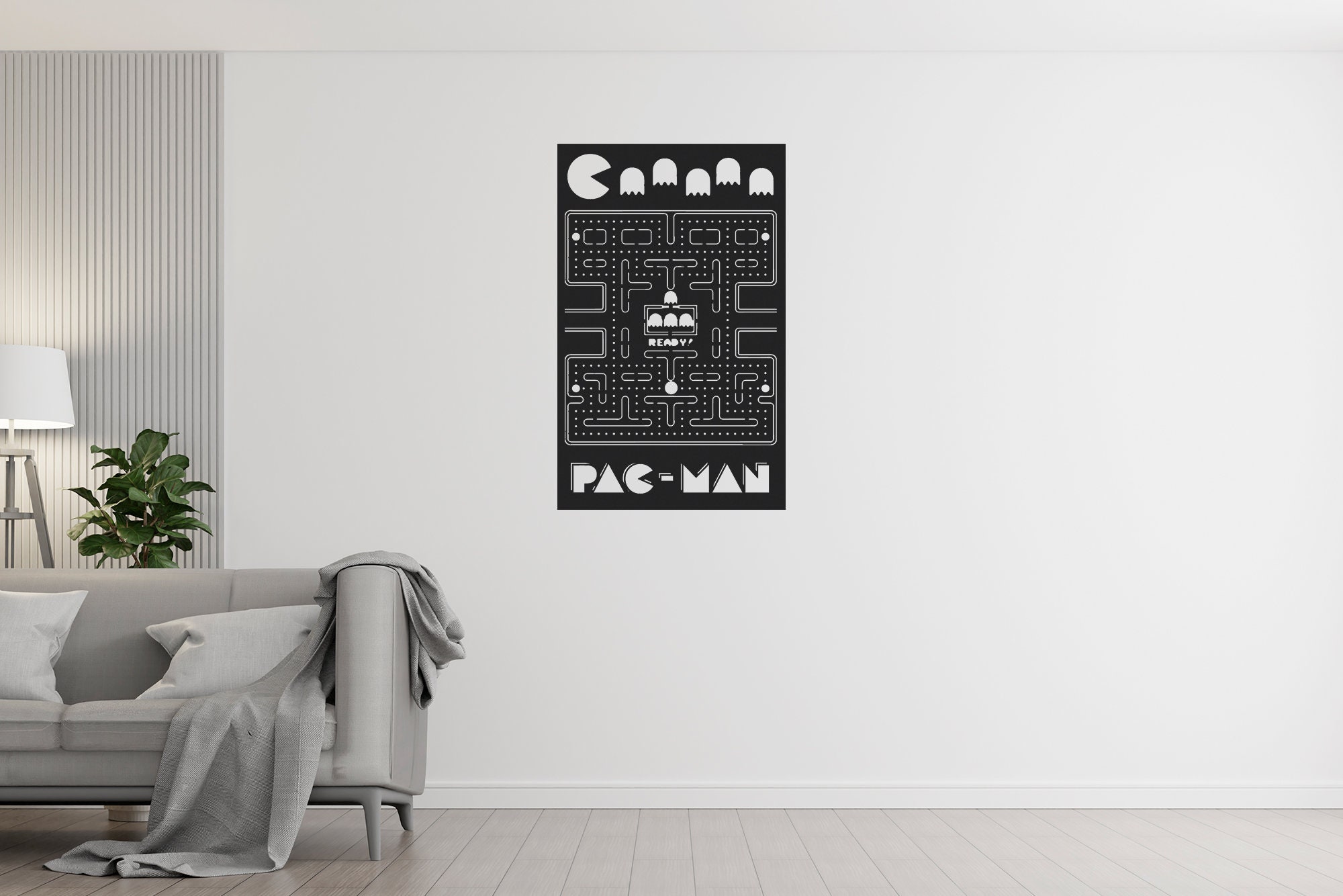 Retro Pac-man Silhouette Laser Cut Metal Wall Art, Vintage Video Game ...