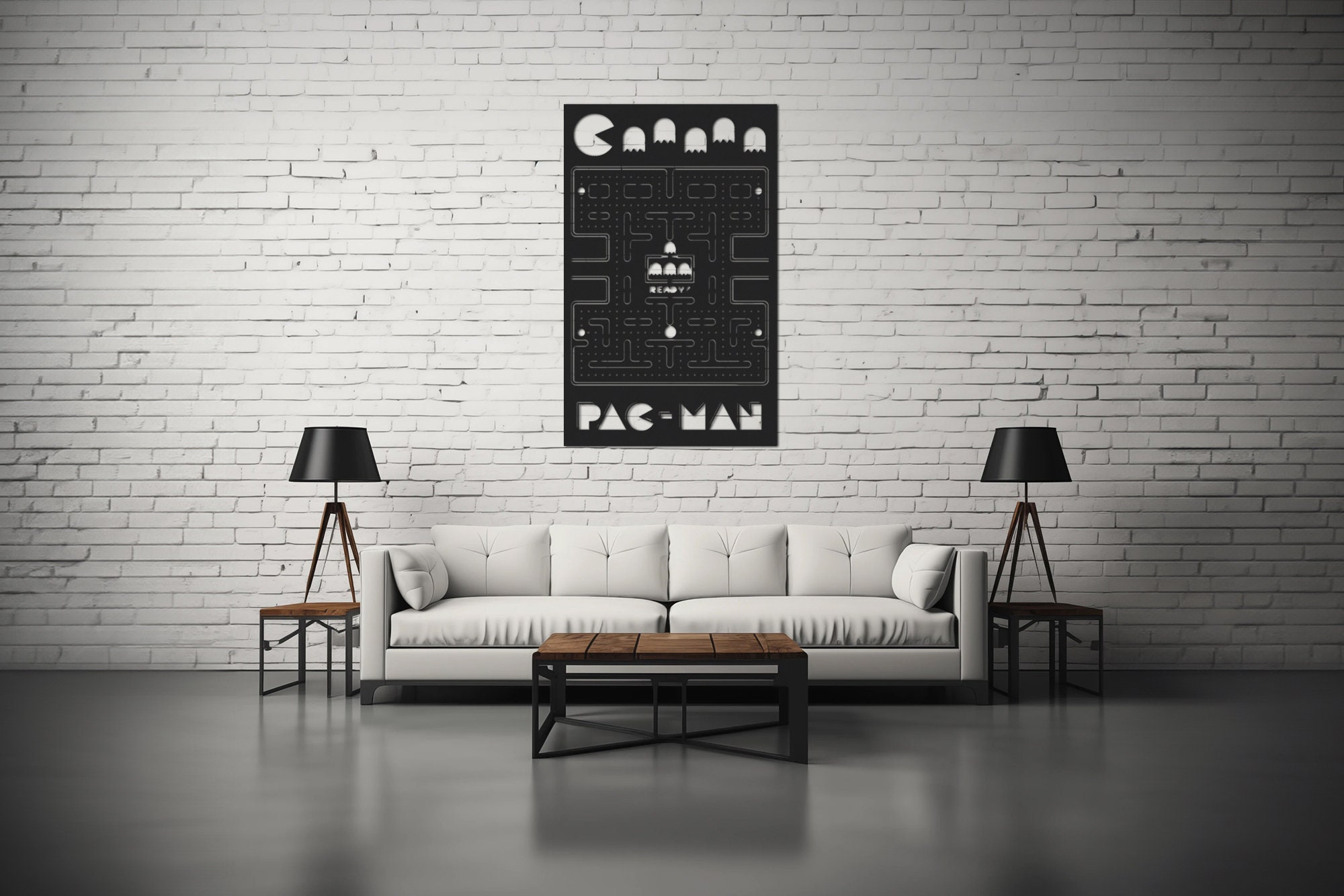 Retro Pac-man Silhouette Laser Cut Metal Wall Art, Vintage Video Game ...