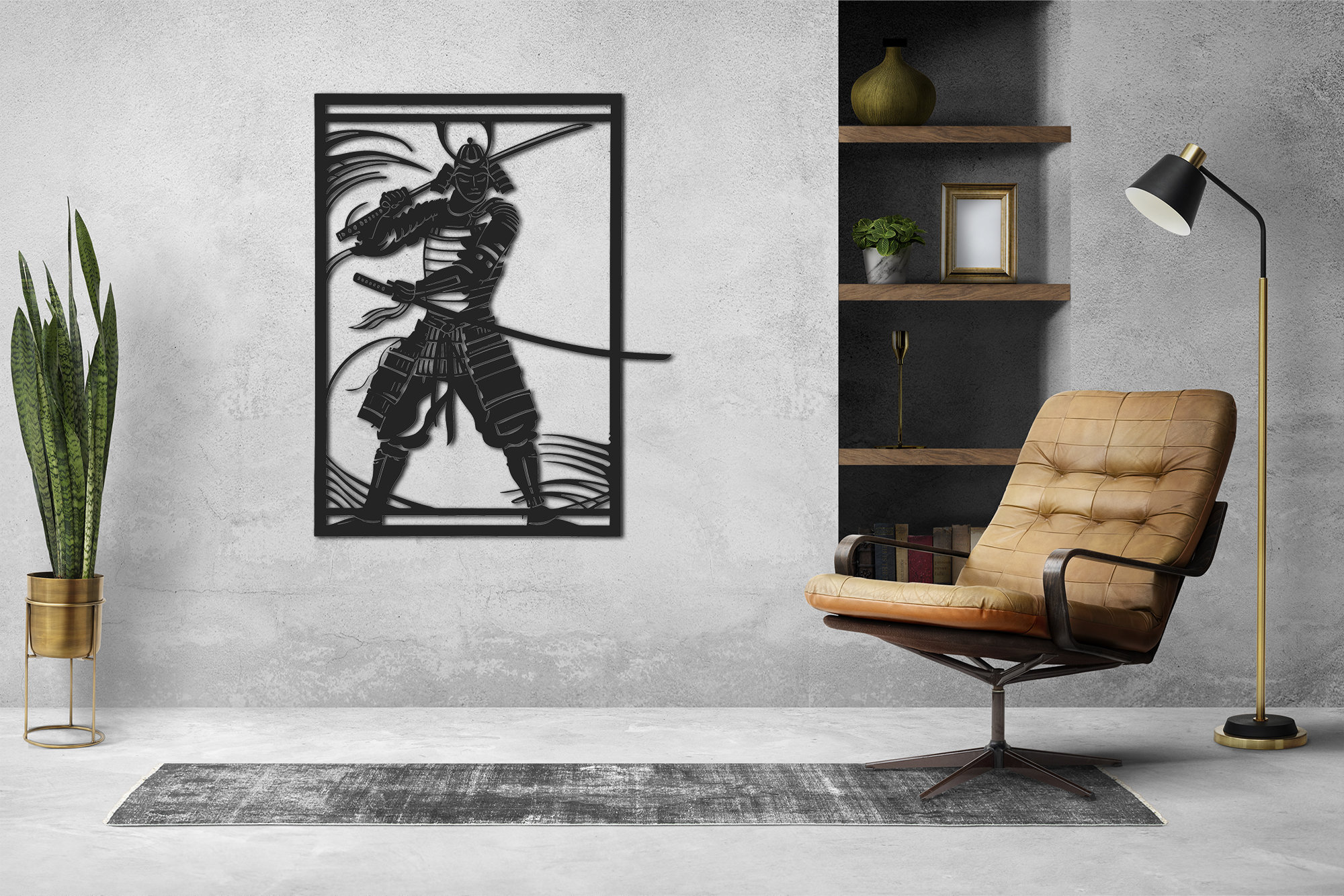 Alter japanischer Samurai Laser geschnittene Metallwandkunst ...