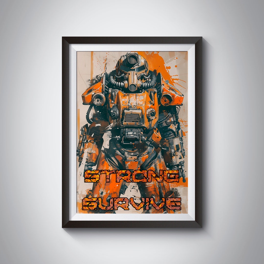 Fallout Power Armor Digital Poster High-quality Textural Paint Effect ...