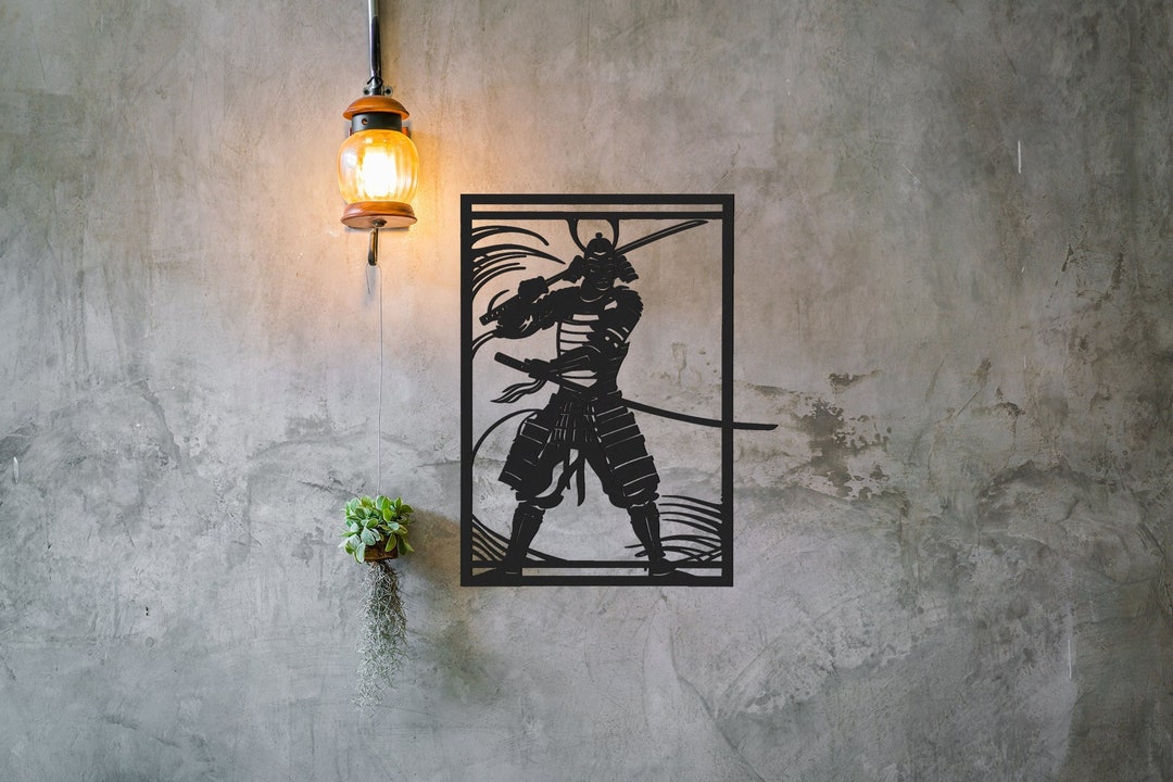 Ancient Japanese Samurai Laser Cut Metal Wall Art, Traditional Warrior ...