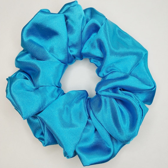 Satin Scrunchie Blue Oversized Scrunchie XXL Scrunchy | Etsy