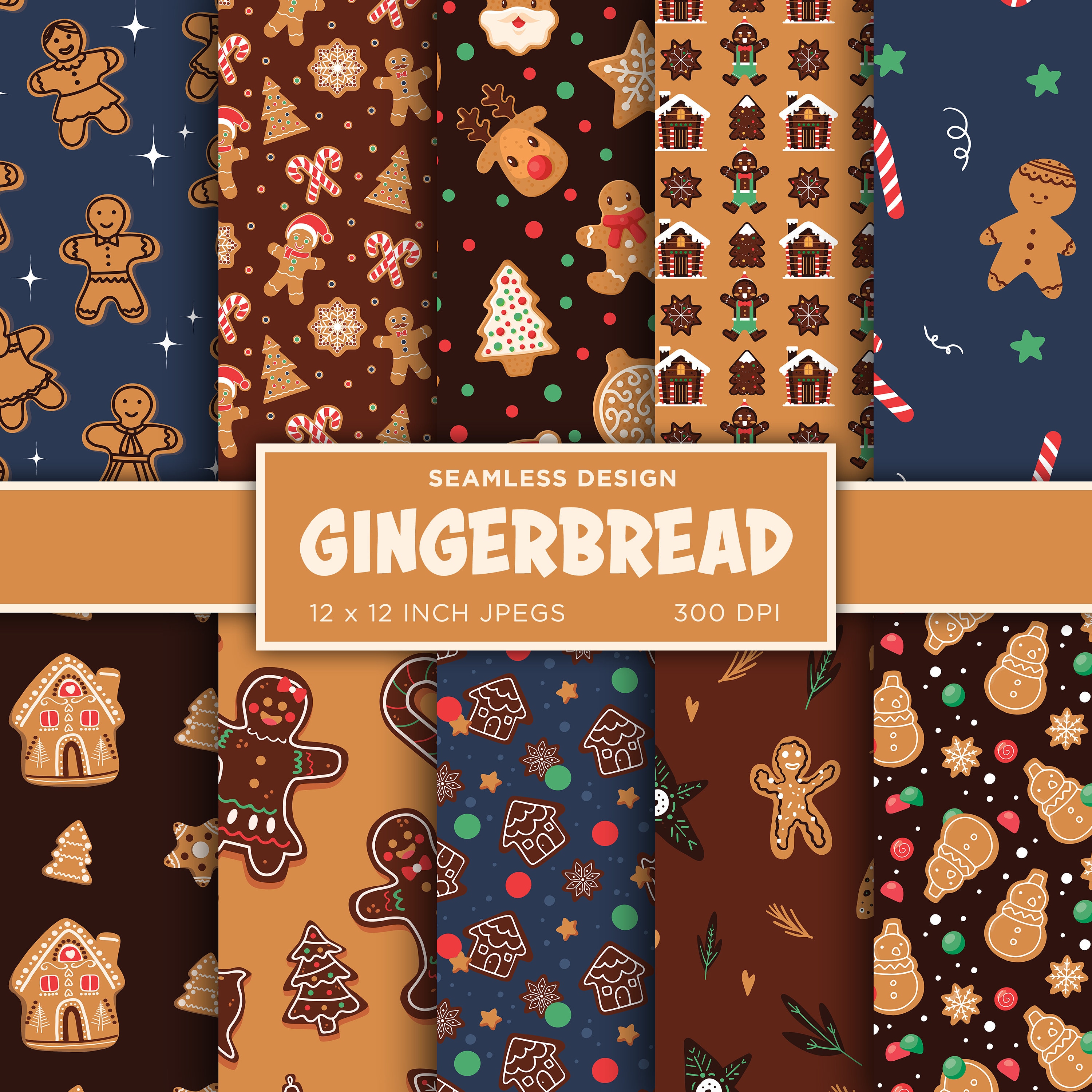 Gingerbread Seamless Digital Paper Christmas Digital Paper - Etsy