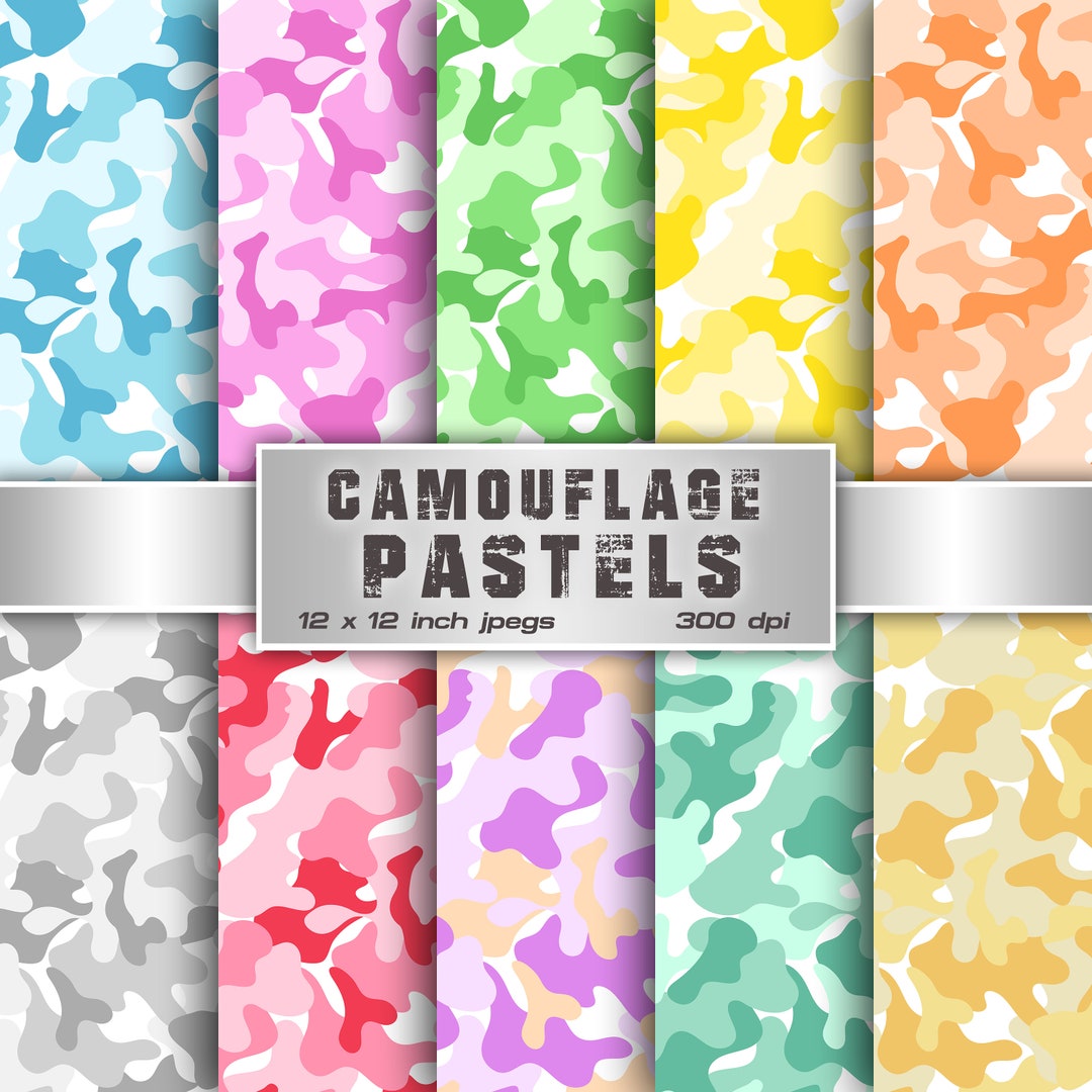Camouflage Pastels Digital Paper Camo Print Military Digital Paper Army ...