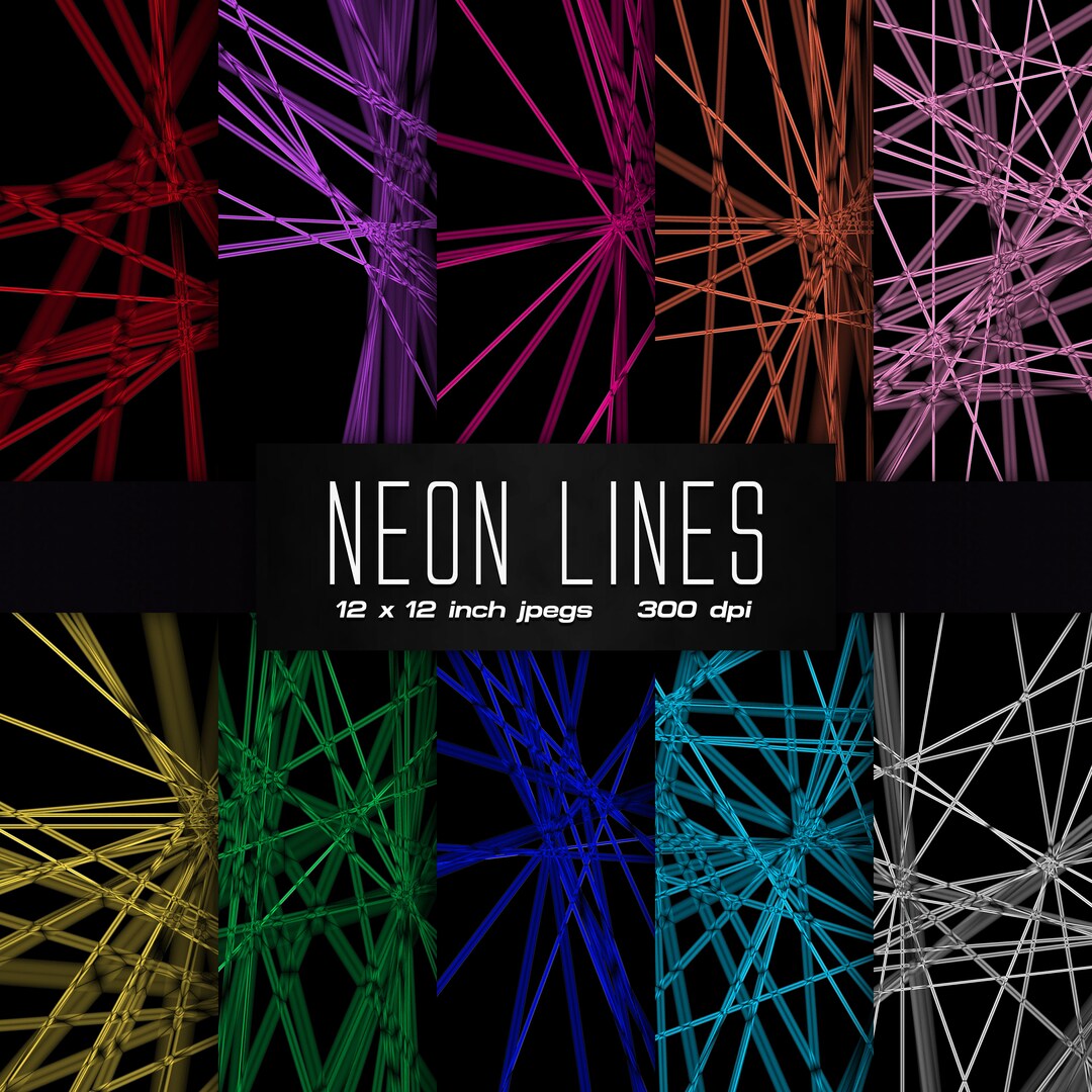 Neon Lines Digital Paper LED Lights Digital Vertical Bright Colors ...