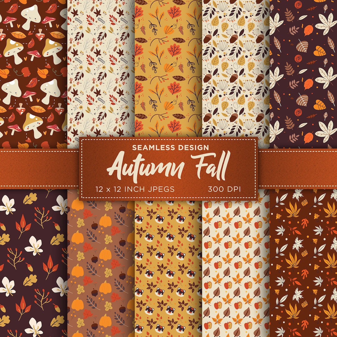 Autumn Days Seamless Digital Paper Fall Leaves Digital Paper Harvest ...